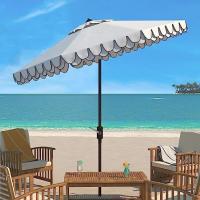 China Umbrella Black and White 9 inch Outdoor Collection Line Auto Tilt Garden Sun Umbrella for sale