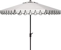 China Umbrella Black and White 9 inch Outdoor Collection Line Auto Tilt Garden Sun Umbrella for sale
