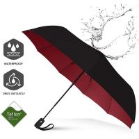 China Golden Coated Alloy Shaft Grade Automatic Advertising Gifts Three Folding Umbrellas for sale