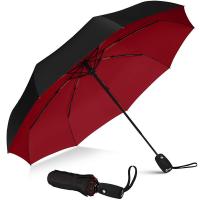 China Golden Coated Alloy Shaft Grade Automatic Advertising Gifts Three Folding Umbrellas for sale