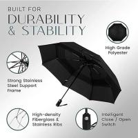 China Custom Logo Double Folding Umbrella One Click Open Travel Umbrella for Advertising Gift for sale