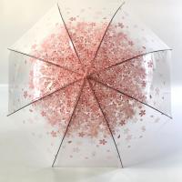 China Plastic J Handle Customized Professional POE Clear Compact Sakura Umbrella for Travel for sale