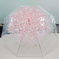 China Plastic J Handle Customized Professional POE Clear Compact Sakura Umbrella for Travel for sale