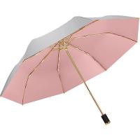 China 190T Nylon Fabric Sun Protection Umbrella with Triple Fold Design and Macaron Gold Stand for sale