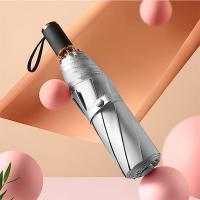 China 190T Nylon Fabric Sun Protection Umbrella with Triple Fold Design and Macaron Gold Stand for sale