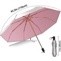 China 190T Nylon Fabric Sun Protection Umbrella with Triple Fold Design and Macaron Gold Stand for sale
