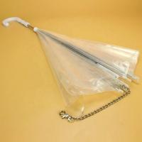 China Custom Foldable Waterproof White Transparent Pet Plastic Umbrella with Aluminum Handle for sale
