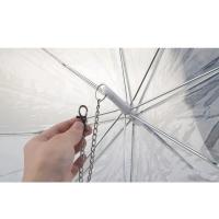 China Custom Foldable Waterproof White Transparent Pet Plastic Umbrella with Aluminum Handle for sale