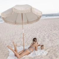China Outdoor Patio Beach Umbrella with Tassel Sunshade and 29/32 Shaft Korean Style Large for sale
