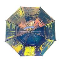 China POE Holographic Magic Laser Auto Umbrella American Style Design with Black Metal Frame for sale