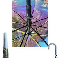 China POE Holographic Magic Laser Auto Umbrella American Style Design with Black Metal Frame for sale