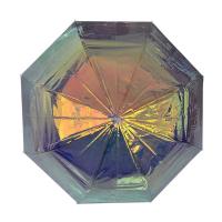 China POE Holographic Magic Laser Auto Umbrella American Style Design with Black Metal Frame for sale