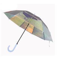 China POE Holographic Magic Laser Auto Umbrella American Style Design with Black Metal Frame for sale
