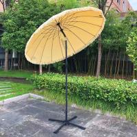 China 16K Vintage Boho Wooden Pole Canvas Yellow Fringe Sun Outdoor Parasols Beach Umbrellas With Tassels for sale