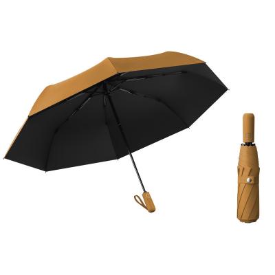 China 190T Nylon Fabric Triple Fold Umbrella for Windproof Support and Logo Customization for sale