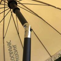 China 16K Vintage Boho Wooden Pole Canvas Yellow Fringe Sun Outdoor Parasols Beach Umbrellas With Tassels for sale