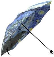 China 3 Fold Manual Open Pongee Panel Umbrella Oil Painting Museum Gift Umbrella Manual Close for sale