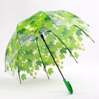 China Long Handle Straight Umbrella with Maple Leaf Apollo Transparent Material Design for sale