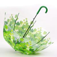 China Long Handle Straight Umbrella with Maple Leaf Apollo Transparent Material Design for sale