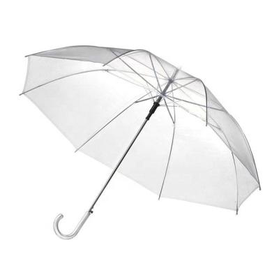 China Transparent Fabric Auto Open Customized Straight Umbrella for Promotion Advertising for sale