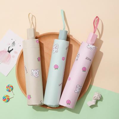 China Minimalist Design Plastic Handle Triple Folding Sun UV Umbrella for Men's and Women's for sale
