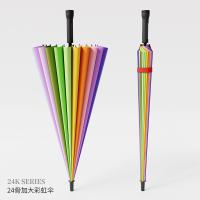 China Large Fiberglass Frame 24-Bone Automatic Umbrella with Straight Rod and Long Handle for sale