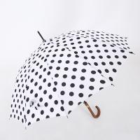 China Long Handle Printed Umbrella with Solid Wood Curved Handle and 190T-50D Pongee Fabric for sale