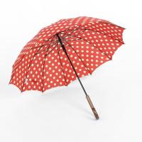 China Long Handle Printed Umbrella with Solid Wood Curved Handle and 190T-50D Pongee Fabric for sale