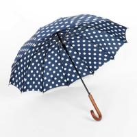 China Long Handle Printed Umbrella with Solid Wood Curved Handle and 190T-50D Pongee Fabric for sale