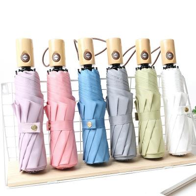 China Japanese Art Fan Three-Fold Anti-Wind Wooden Handle Umbrella for Strong Protection for sale