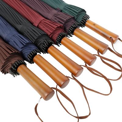 China 24 Rib Wooden Handle Business Umbrella for Customized Advertisement for sale