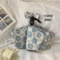 China Customized Appearance Level Blue Flowers Sunshade Sunblock Umbrella with Metal Frame for sale