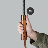China Fibreglass Shaft Wood Auto Straight Umbrella Windproof Male and Female Large Long Handle for sale