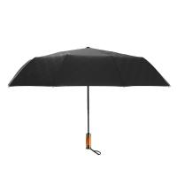 China Fully-automatic Light Luxury Business Umbrella with Customized Logo and Wooden Handle for sale