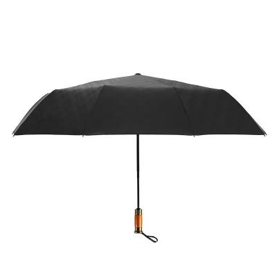 China Fully-automatic Light Luxury Business Umbrella with Customized Logo and Wooden Handle for sale