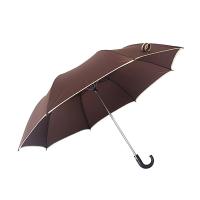 China 27 inch Semi Auto Open J Shape Plastic Handle 2 Folding Umbrella Windproof and Durable for sale
