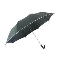China 27 inch Semi Auto Open J Shape Plastic Handle 2 Folding Umbrella Windproof and Durable for sale