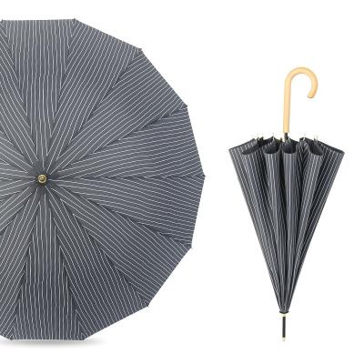 China 23inch*8k Adults Wooden Hook Umbrella with Simple Minimanist Design and Personalized Print for sale