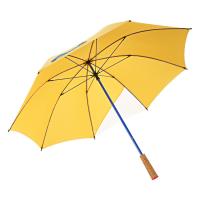 China Customized Logo Printed Metal Shaft Cork Handle Automatic Open Straight Bone Umbrella for sale