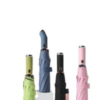China Customized Designs Accepted Windproof Three-Folding Automatic Umbrella with LED Flashlight for sale