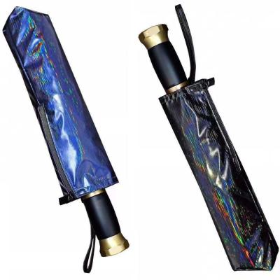 China Customization Logo Printed Windproof Umbrellas Alloy Handle Magic Three Fold Umbrella for sale