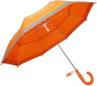 China Kids' Blue Windproof and Rainproof Reflective Umbrella Straight Design Fiberglass Ribs for sale