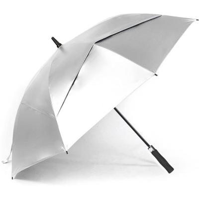 China Windproof UV Blocking Golf Umbrella with All-fiber Ribs and False Double Layer Design for sale