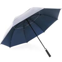 China Windproof UV Blocking Golf Umbrella with All-fiber Ribs and False Double Layer Design for sale