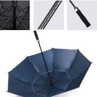 China Windproof UV Blocking Golf Umbrella with All-fiber Ribs and False Double Layer Design for sale