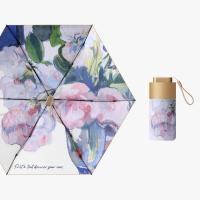China 6 Folding Mini Tiny Popular Umbrella with Champaign Gold Handle and All in 1 Function for sale