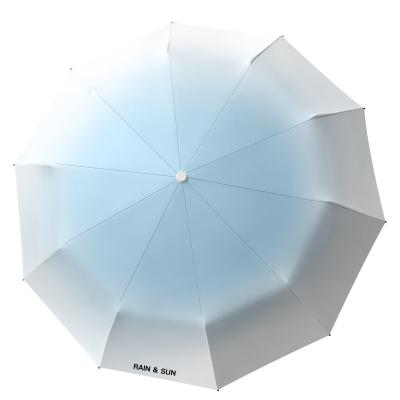 China Three-folding Gradient Umbrella with Customized Logo Automatic Sunblock Windproof Paraguas for sale