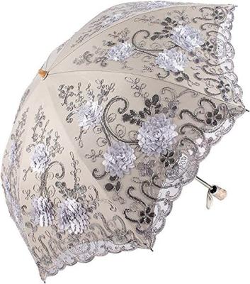 China 190T Pongee Fabric Umbrella Fully-automatic Battenburg Lace for Vintage 3D Performance for sale