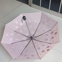 China Customized Logo Printed Three Folding Black Coated Fabric Umbrella with Steel Shaft for sale