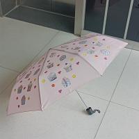China Customized Logo Printed Three Folding Black Coated Fabric Umbrella with Steel Shaft for sale